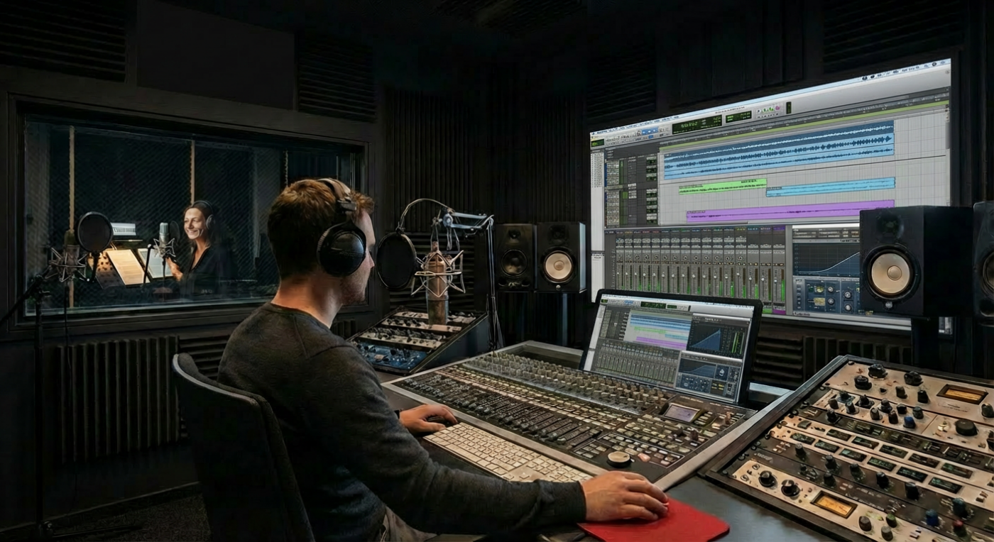 Telephone announcements recorded in a professional studio